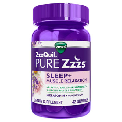 ZzzQuil PURE Zzzs Sleep+ Muscle Relaxation Melatonin Sleep Aid Gummies ...