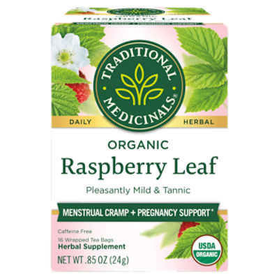 Traditional Medicinals Organic Raspberry Leaf Herbal Supplement, 16 ...