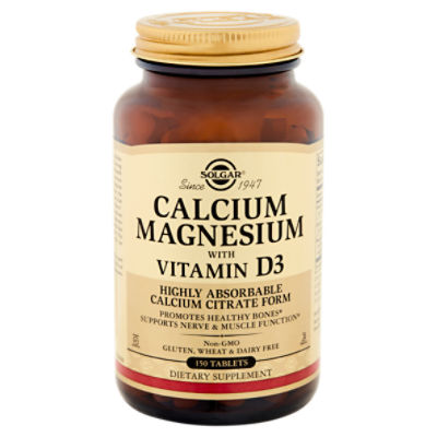 Solgar Calcium Magnesium with Vitamin D3 Dietary Supplement, 150 count ...