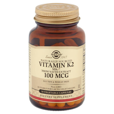 Solgar Naturally Sourced Vitamin K2 100 mcg, Dietary Supplement