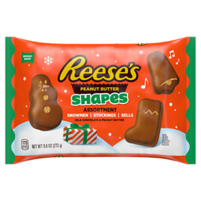 REESE'S Milk Chocolate Peanut Butter Assorted Shapes, Christmas Candy ...