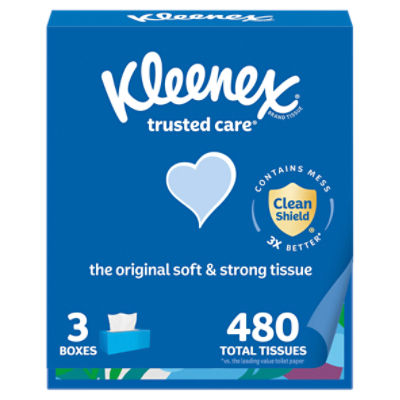 Kleenex Trusted Care Facial Tissues Flat Boxes 2 Ply