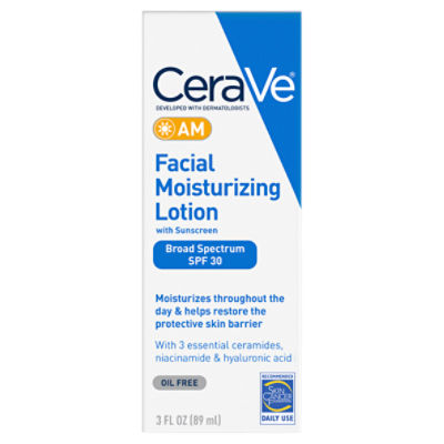 CeraVe AM Broad Spectrum Facial Moisturizing Lotion with Sunscreen, SPF ...