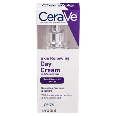 CeraVe Skin Renewing Broad Spectrum Day Cream with Sunscreen, SPF 30, 1 ...