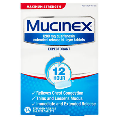 Mucinex Maximum Strength Expectorant Extended-Release Bi-Layer Tablets ...