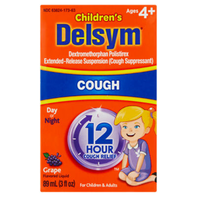Delsym Children's Cough Day or Night Grape Flavored Liquid, Ages 4+, 3 ...