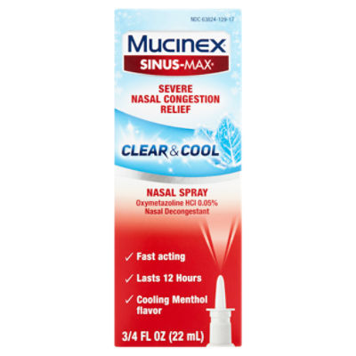 Mucinex Sinus-Max Severe Nasal Congestion Relief Clear & Cool Nasal ...