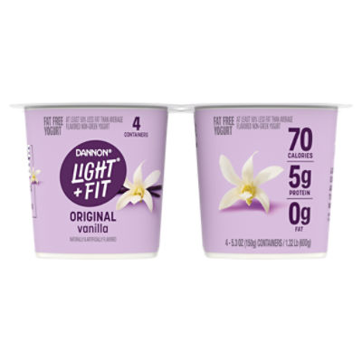 Dannon Light + Fit Vanilla Original Nonfat Yogurt Pack, 4 Ct, 5.3 ounce ...