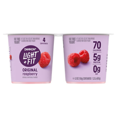 Dannon Light + Fit Original Radiant Raspberry Nonfat Yogurt, 5.3 oz, 4 ...