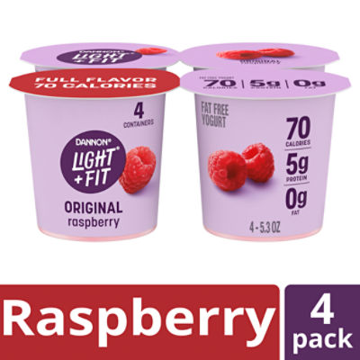Dannon Light + Fit Original Radiant Raspberry Nonfat Yogurt, 5.3 oz, 4 ...