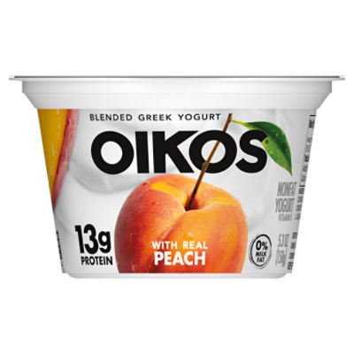 Oikos Blended Greek Nonfat Yogurt with Real Peach, 5.3 oz - The Fresh ...