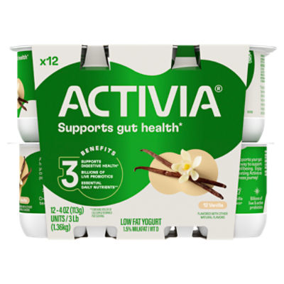 Activia Vanilla Lowfat Yogurt, 4 oz, 12 count