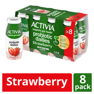 Activia Probiotic Dailies Strawberry Yogurt Drink, 3.1 Oz., 8 Count ...