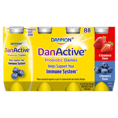 Dannon DanActive Strawberry and Blueberry Flavor Probiotic Dairy Drink ...