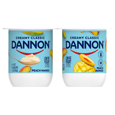 Dannon Creamy Classic Low Fat Yogurt, Peach Mango, 4 Oz., 4 Pack