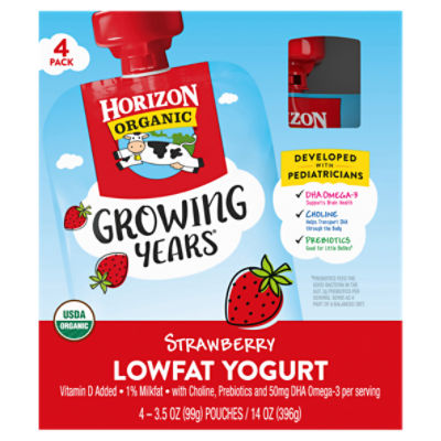 Horizon Organic Growing Years Strawberry Lowfat Yogurt, 3.5 oz, 4 count