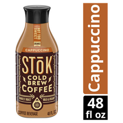 SToK Cold Brew Coffee, Cappuccino, 48 FL ounce Bottle - Fairway