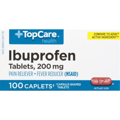 TopCare Ibuprofen Coated Caplets, 200 mg, 100 count - ShopRite