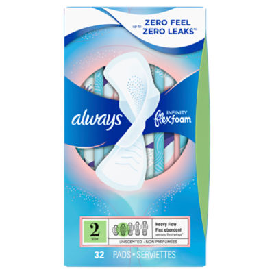 Always Infinity Feminine Pads for Women, Size 2 Heavy, with wings ...