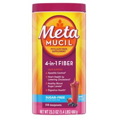 Metamucil Fiber 4 In 1 Psyllium Fiber Supplement Sugar Free Powder Berry Flavored Drink 114