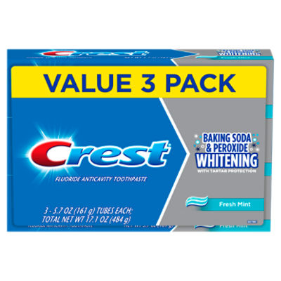 Crest Baking Soda & Peroxide Whitening Fresh Mint Toothpaste Value Pack ...