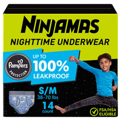 Ninjamas Nighttime Bedwetting Underwear Boy Size S/M 14 Count - ShopRite