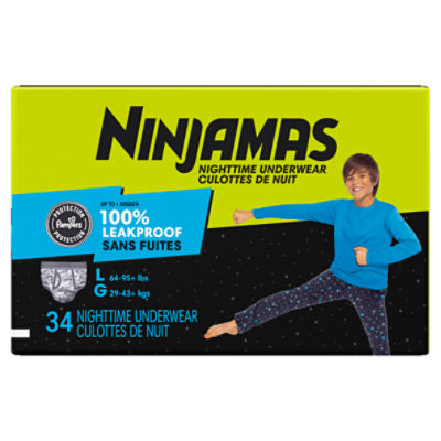 Ninjamas Nighttime Bedwetting Underwear Boy Size L/XL 34 Count - ShopRite