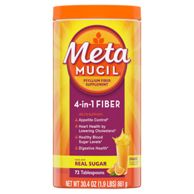 Meta MUCIL 4-in-1 Orange Psyllium Supplement, Fiber Powder