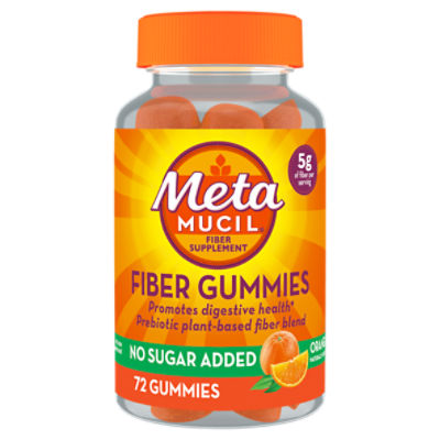 Metamucil Fiber Supplement Gummies, Sugar Free Orange Flavor, 5g ...