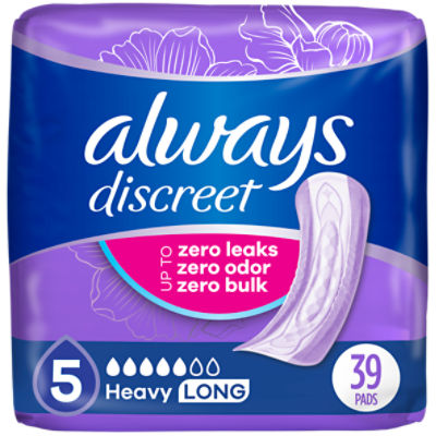 Always Discreet Heavy Long Incontinence Pads, 39 Count - The Fresh Grocer