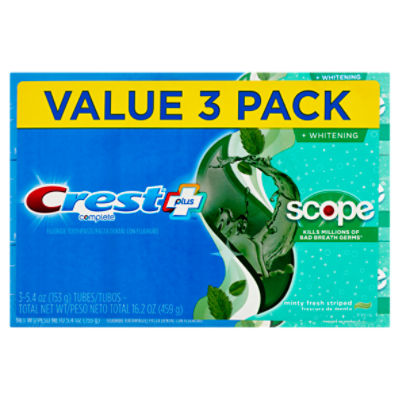 Crest Plus Complete Scope Minty Fresh + Whitening Fluoride Toothpaste ...