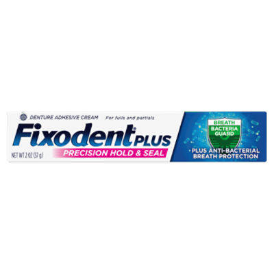 Fixodent Plus Precision Hold & Seal, Breath Bacteria Guard Denture ...