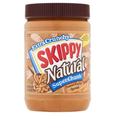 Skippy Natural Super Chunk Extra Crunchy Peanut Butter Spread, 26.5 oz ...