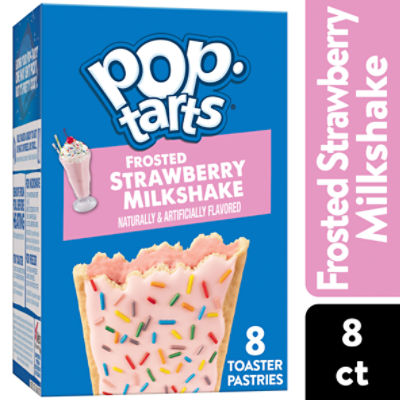 Pop-Tarts Frosted Strawberry Milkshake Toaster Pastries, 13.5 oz, 8 ...