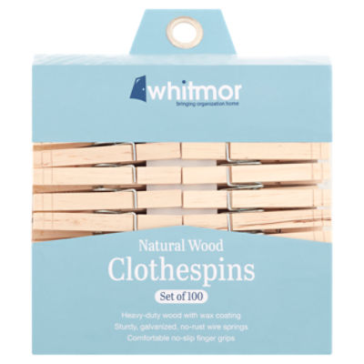 Whitmor Natural Wood Clothespins, 100 count - ShopRite