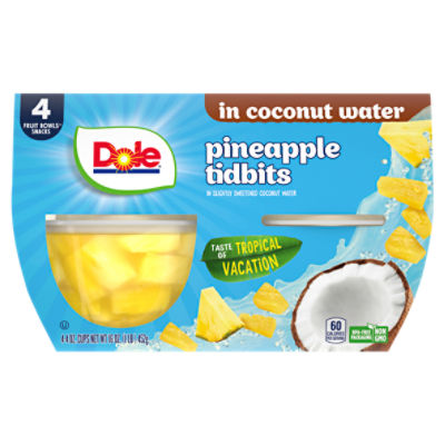 Dole Pineapple Tidbits in Coconut Water, 4 oz, 4 count - ShopRite