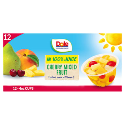Dole Cherry Mixed Fruit in 100% Fruit Juice, 4 oz, 12 count - The Fresh ...