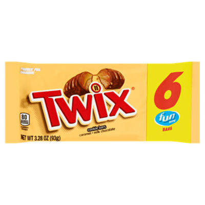 Twix Caramel & Milk Chocolate Cookie Bars Fun Size, 6 count, 3.28 oz