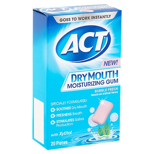 ACT Dry Mouth Bubble Fresh Moisturizing Gum, 20 count ACT Dry Mouth Bubble Fresh Moisturizing Gum, 20 count