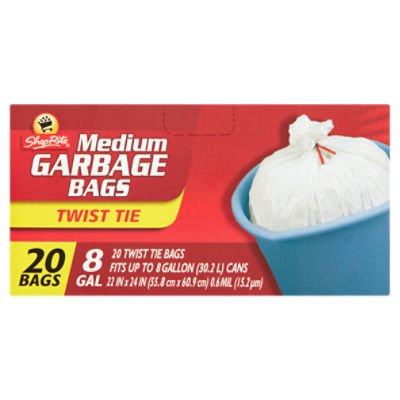 ShopRite 8 Gal Twist Tie Medium Garbage Bags, 20 count
