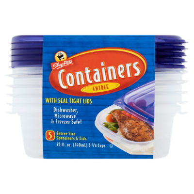 ShopRite Entree Size Containers with Seal Tight Lids, 5 count