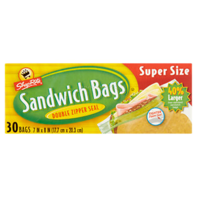 ShopRite Double Zipper Seal Sandwich Bags Super Size, 30 count