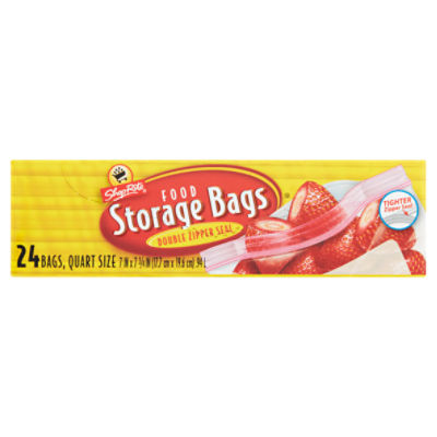 ShopRite Double Zipper Seal Food Storage Bags, Quart Size, 24 count