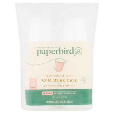 Paperbird Heavy-Duty 16 Ounce Translucent Cold Drink Cups, 50 count ...