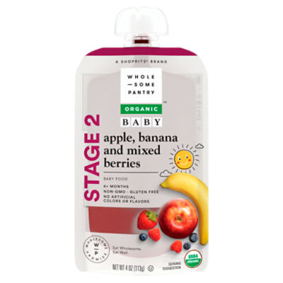 Wholesome Pantry Organic Apple, Banana and Mixed Berries Baby Food ...