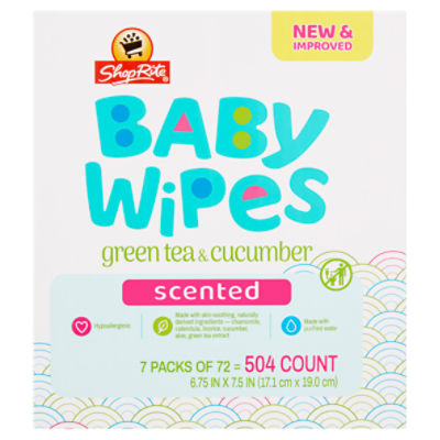 ShopRite Green Tea & Cucumber Scented Baby Wipes, 72 count, 7 pack