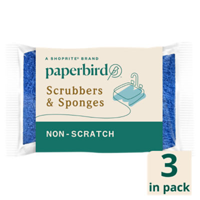 Paperbird Non-Scratch Scrubbers & Sponges, 3 count - The Fresh Grocer