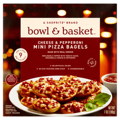 Bowl & Basket Cheese & Pepperoni Mini Pizza Bagels, 9 count, 7 oz - The ...