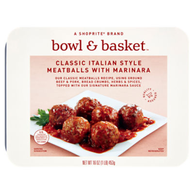 Bowl & Basket Classic Italian Style with Marinara, Meatballs