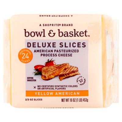 Bowl & Basket Deluxe Slices Yellow American Cheese, 2/3 oz, 24 count ...